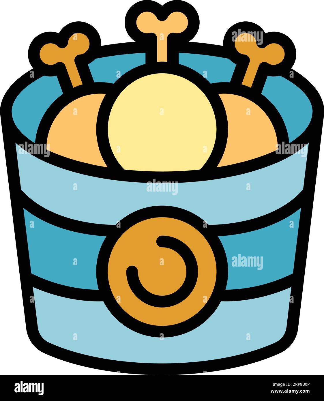 Chicken box icon outline vector. Japan menu. Roll rice color flat Stock ...