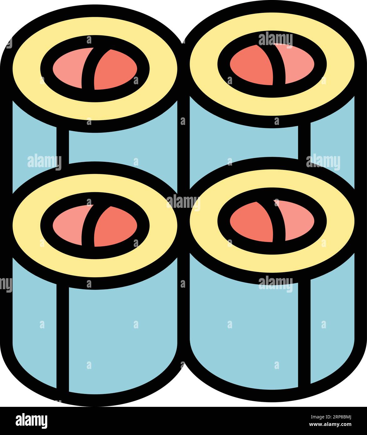 Sushi roll icon outline vector. Food japan. Asian food color flat Stock ...