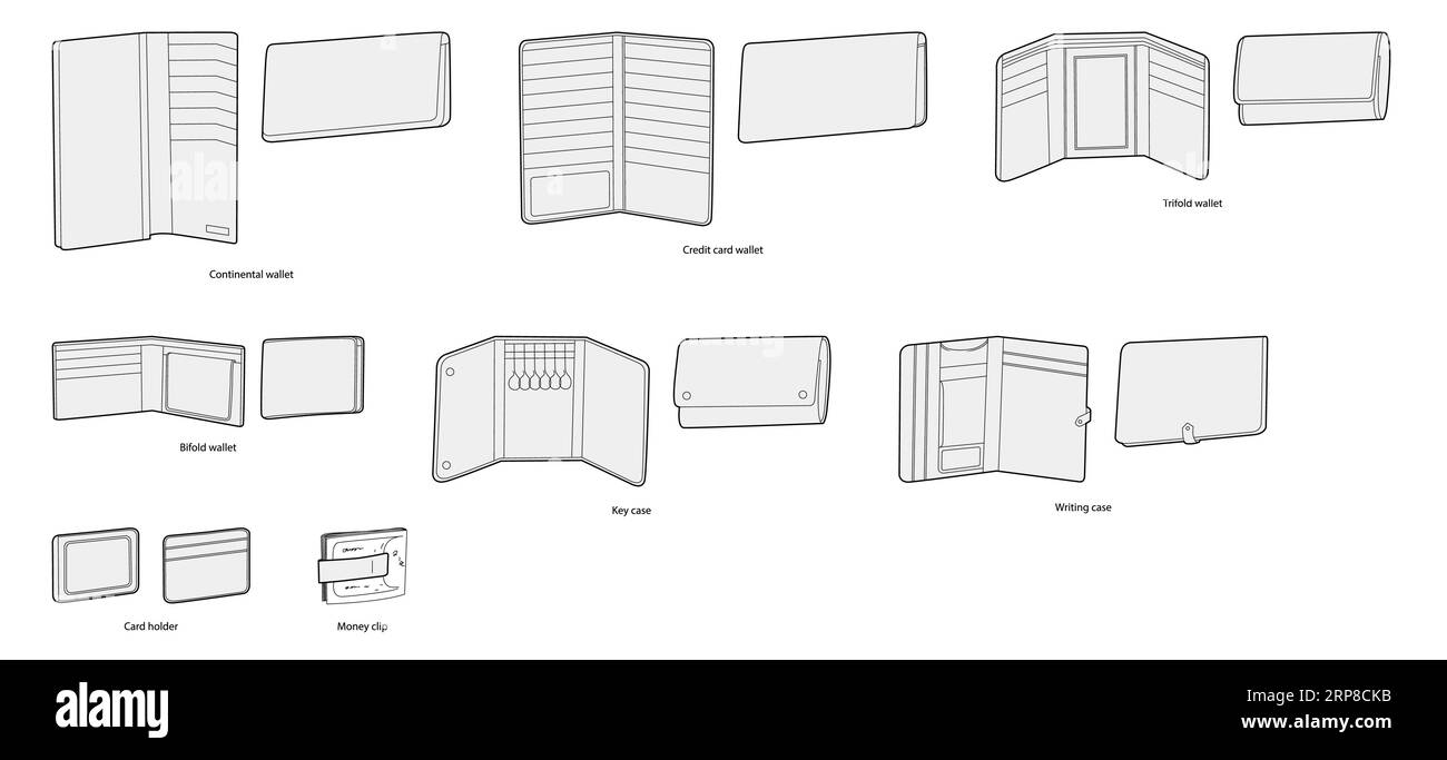 Set of Wallets, Cases, Business card holders. Fashion accessory ...