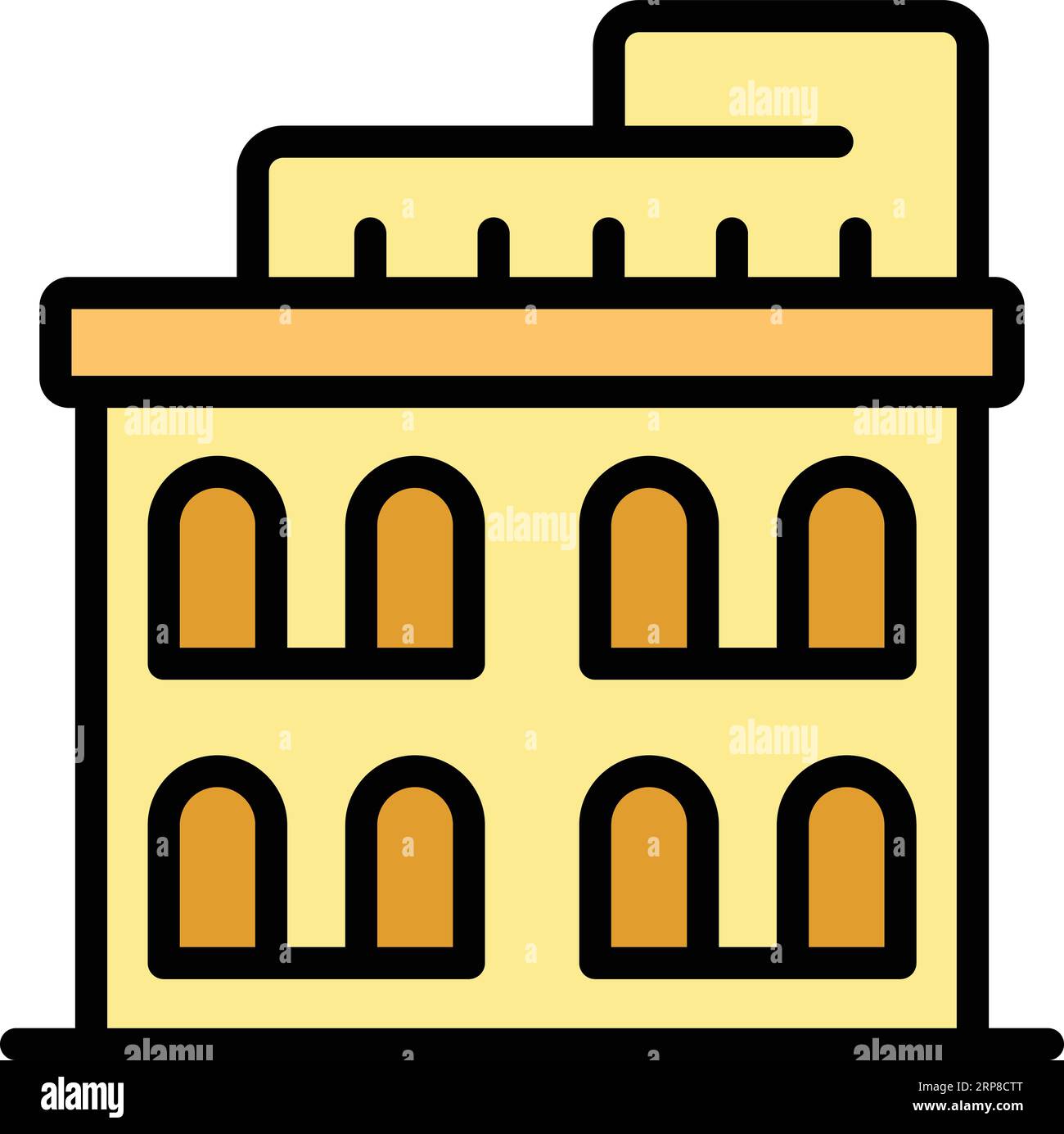 Cap house icon outline vector. Malta map. Skyline european color flat ...