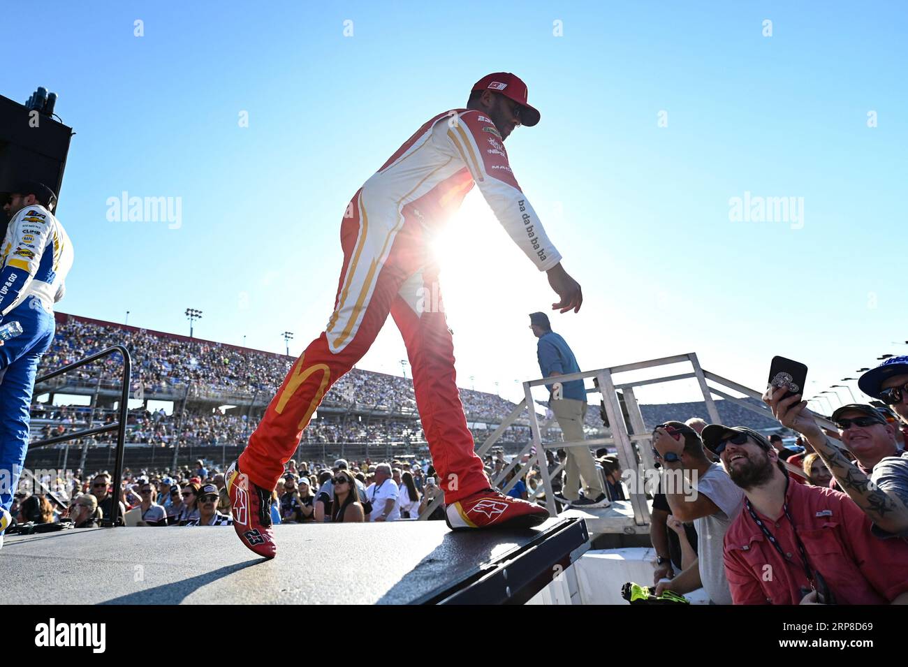 Bubba Wallace greets fans prior to a NASCAR Cup Series auto race at ...