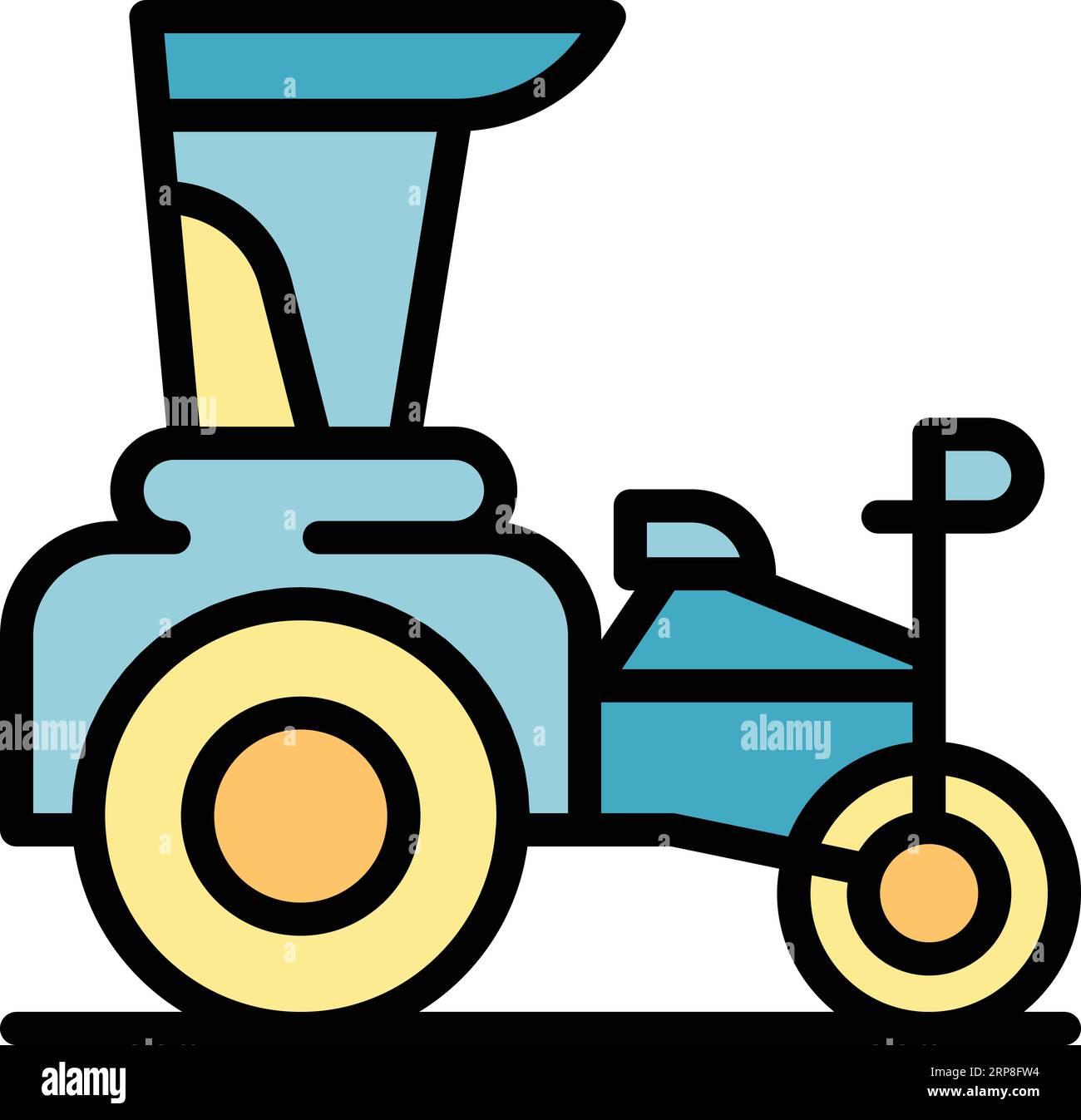 Asia rickshaw icon outline vector. Trishaw bike. Indian tuk color flat ...