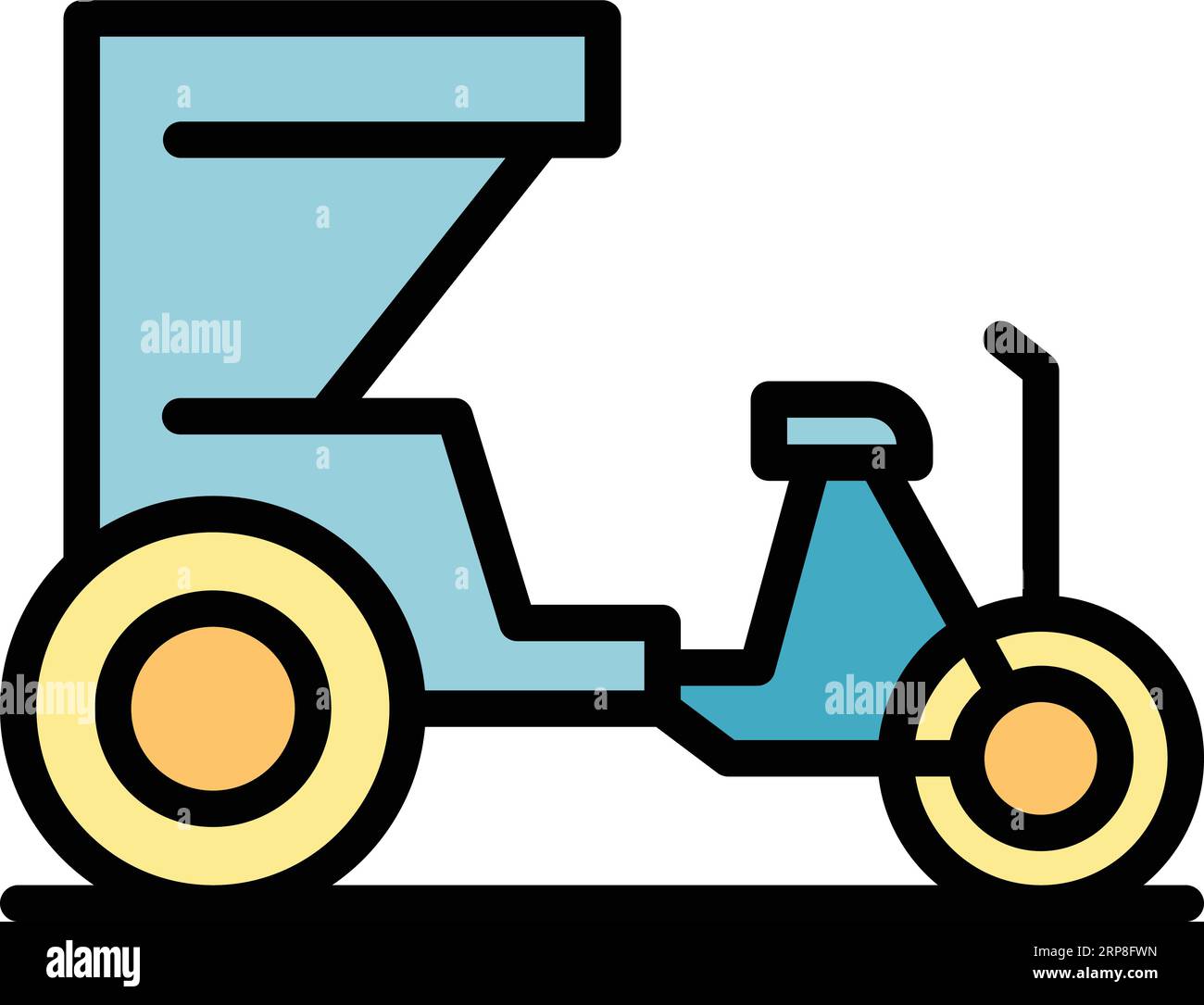 Cyclo trishaw icon outline vector. Old bike. Indian rickshaw color flat ...