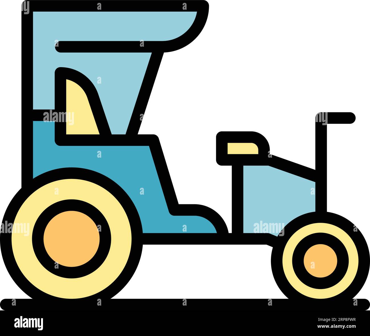 Asia tricycle icon outline vector. Old trishaw. Indian bike color flat ...