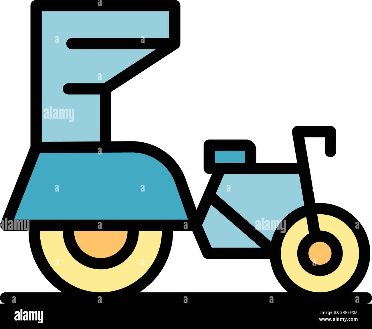 Myanmar trishaw icon outline vector. Old bike. Asian car color flat ...