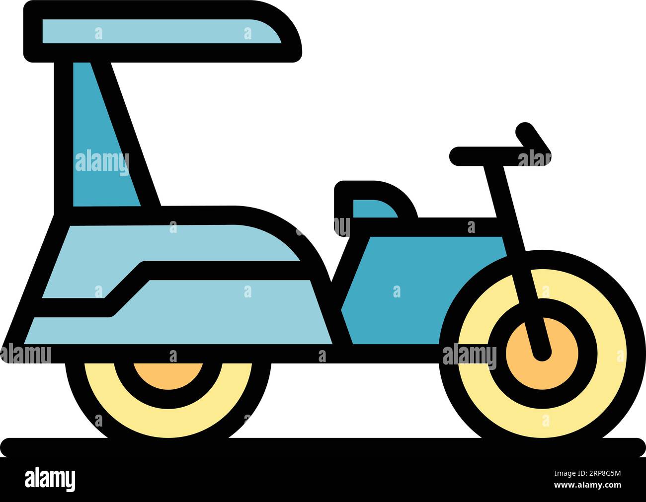 Carriage tricycle icon outline vector. Old trishaw. Indian bike color ...