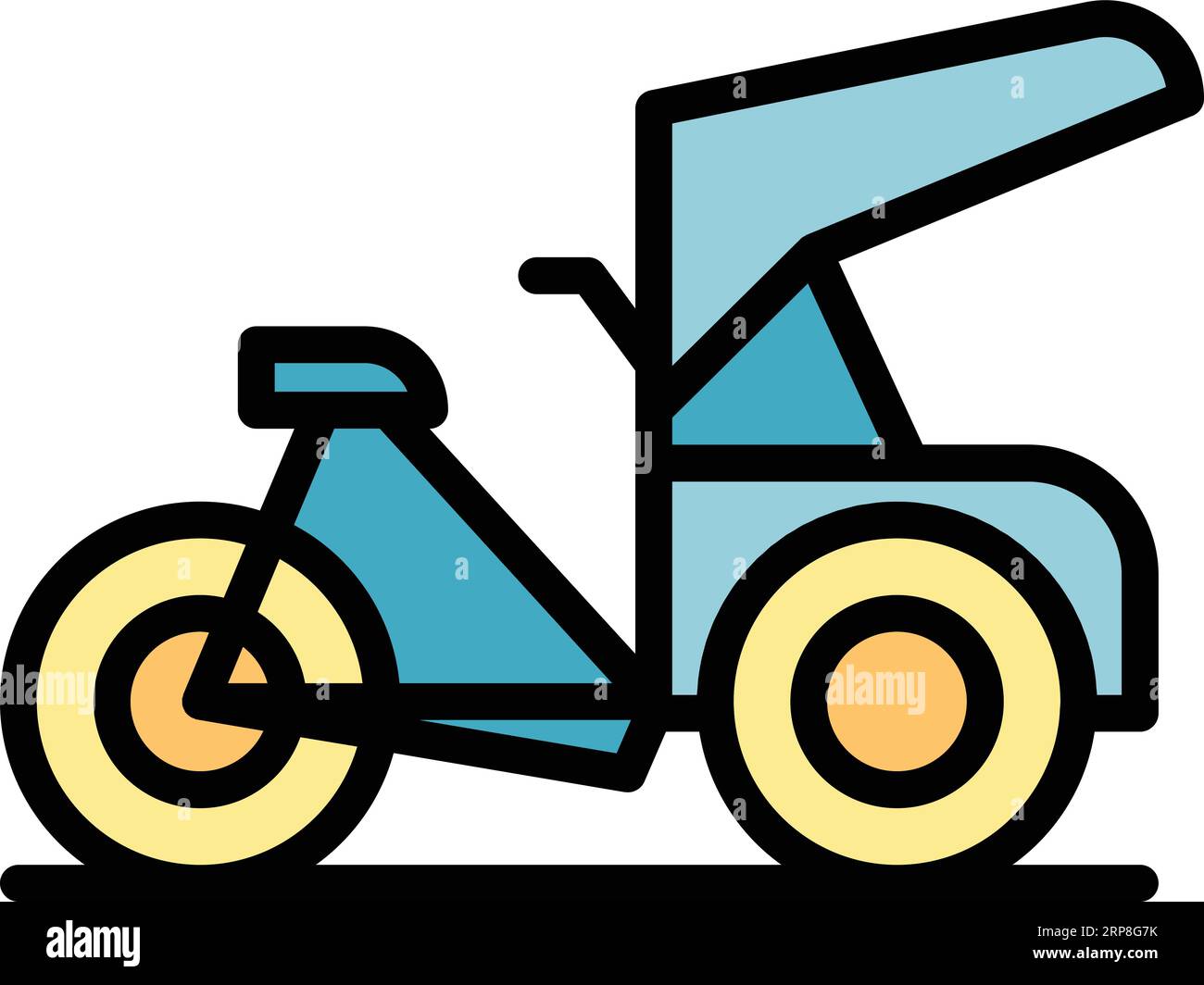 Chinese trishaw icon outline vector. Old bike. Rickshaw car color flat ...