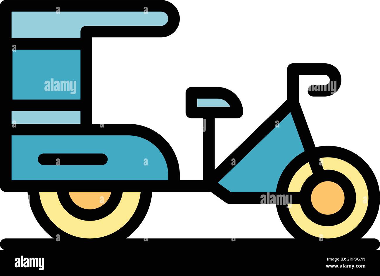 Auto trishaw icon outline vector. Indian rickshaw. Asian bike color ...