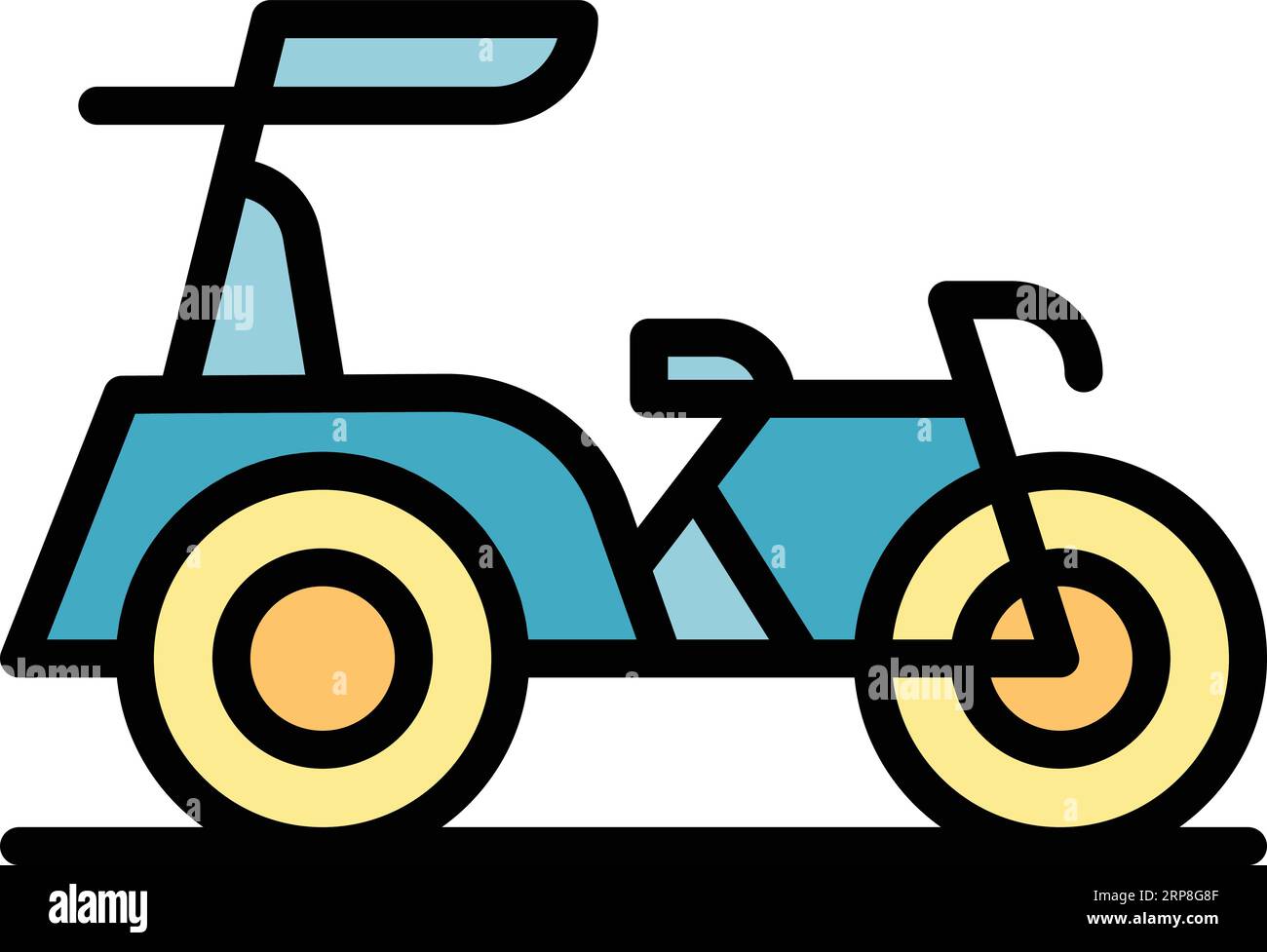 Carriage trishaw icon outline vector. Indian bike. Ancient tuk color ...