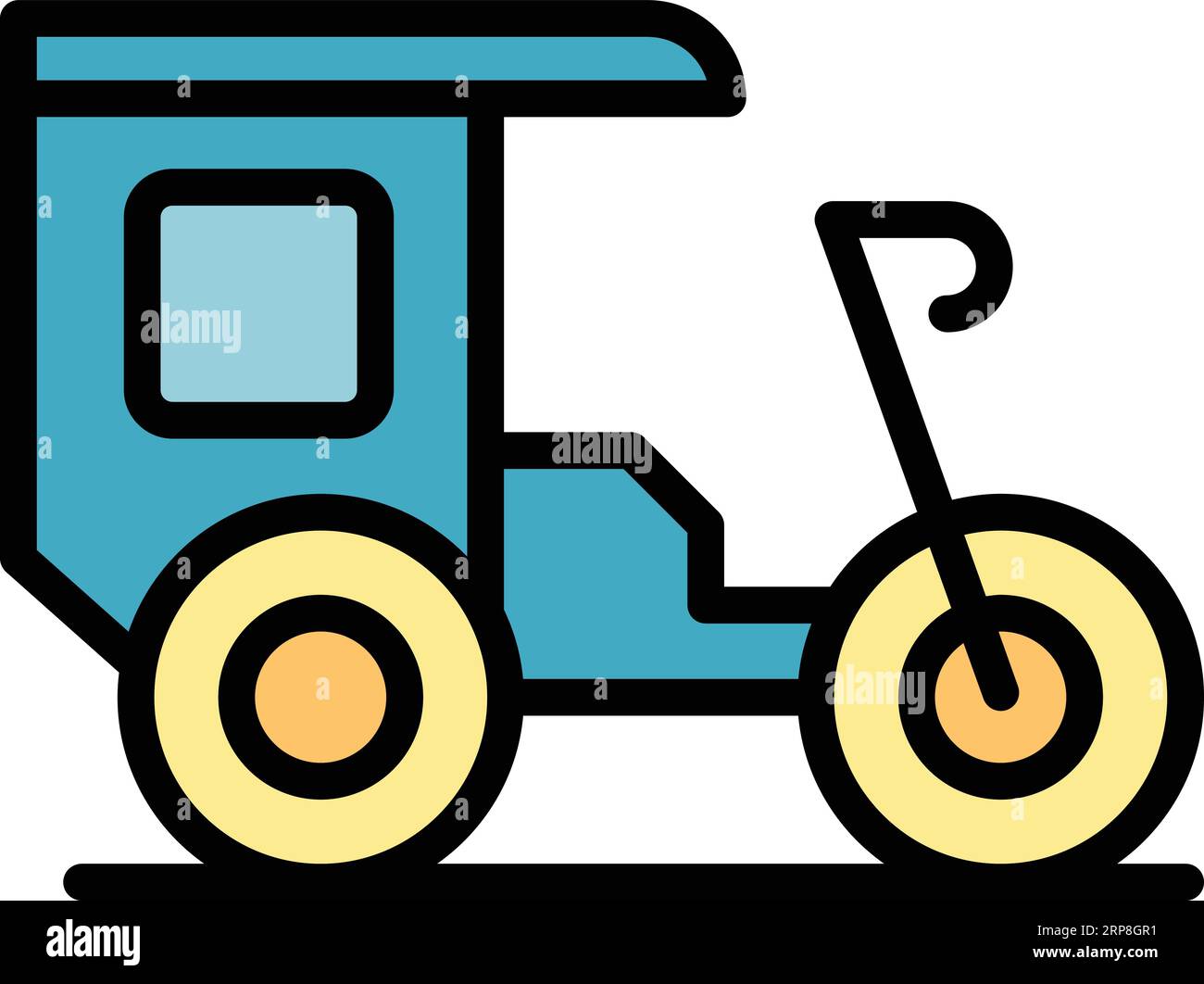 Rickshaw icon outline vector. Trishaw bike. Old tricycle color flat ...