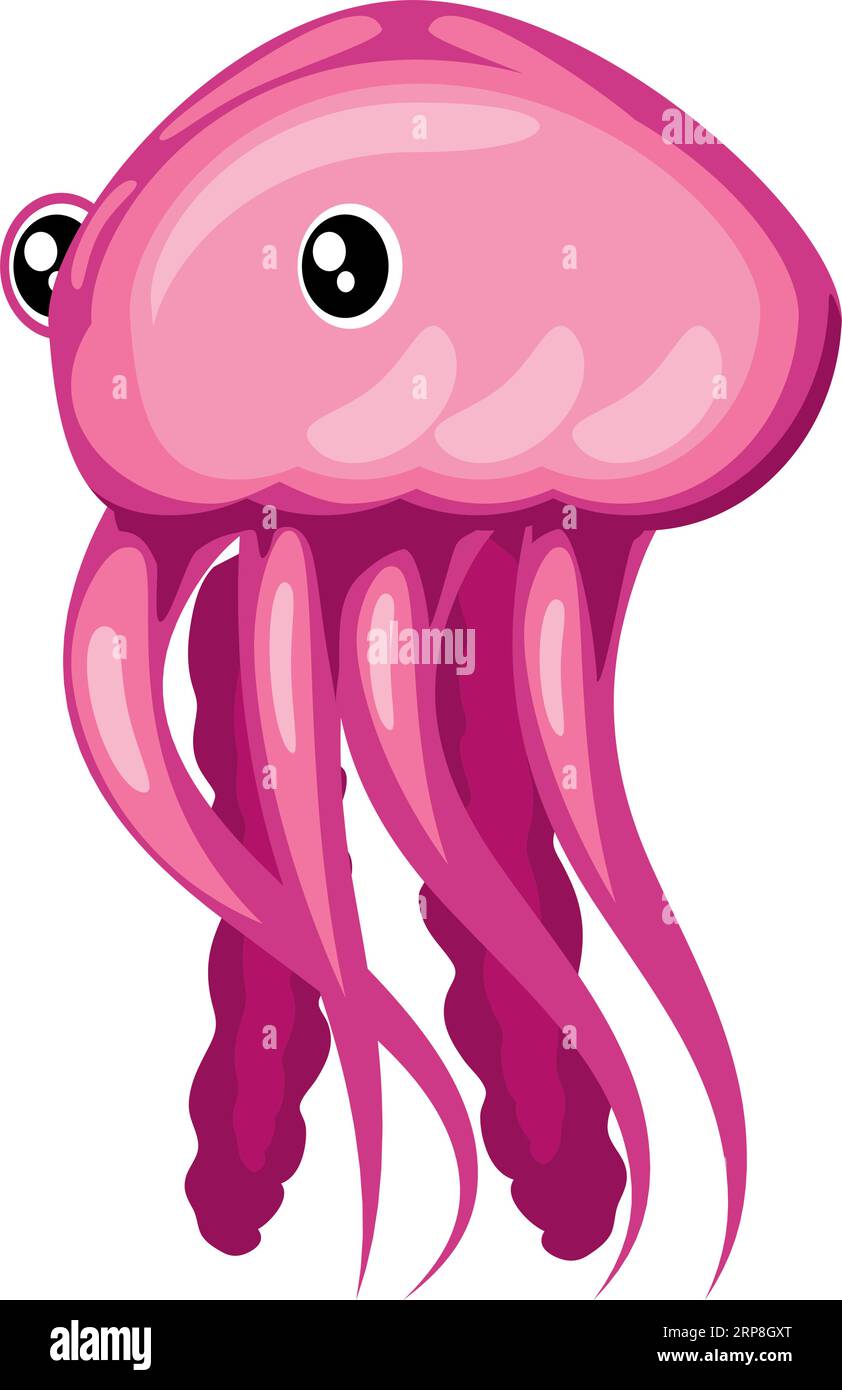 cute jellyfish cartoon icon on white backgroound Stock Vector Image ...
