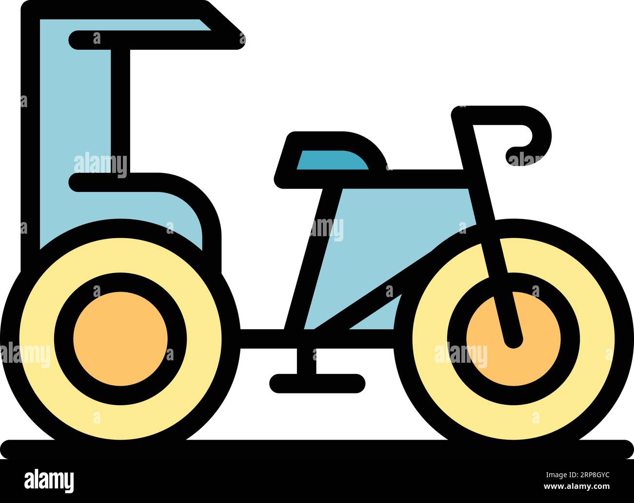 Indian trishaw icon outline vector. Old bike. Asian bicycle color flat ...