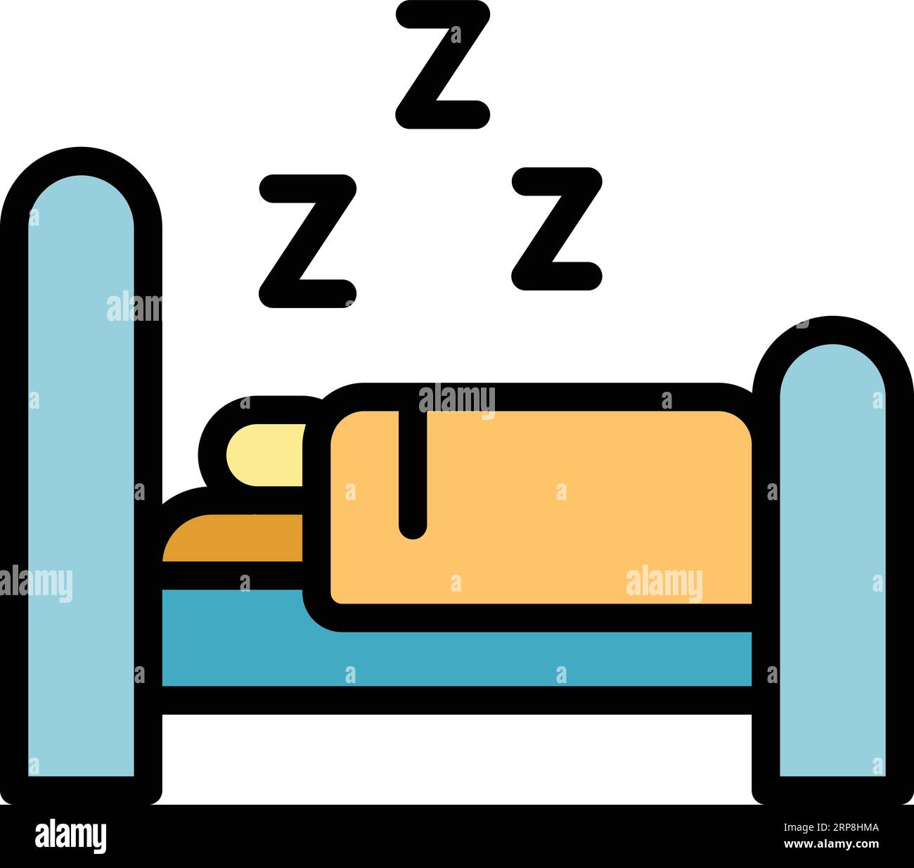 Sleeping bed icon outline vector. Morning food. Weekend relax color ...