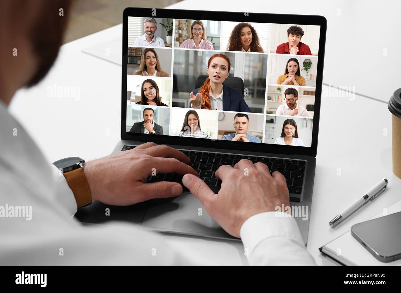 Participating in webinar hi-res stock photography and images - Alamy