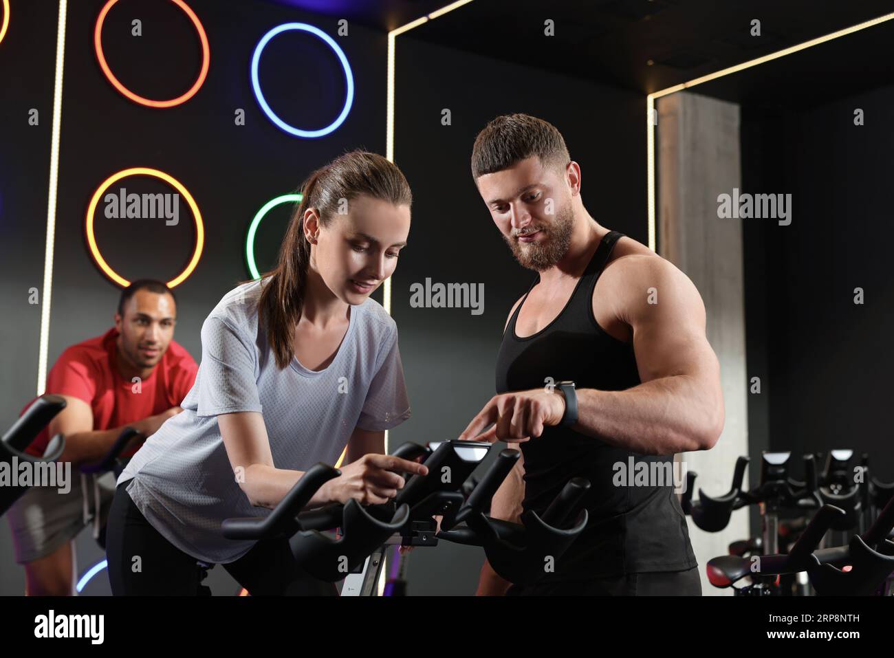 Spin class instructor hi-res stock photography and images - Alamy