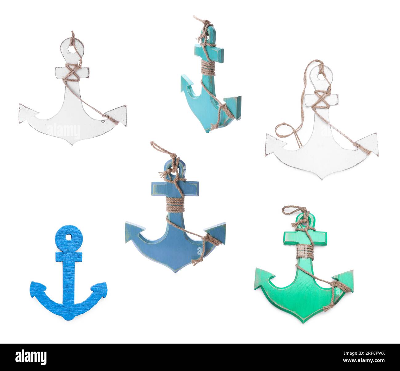 Set with different anchors isolated on white Stock Photo - Alamy