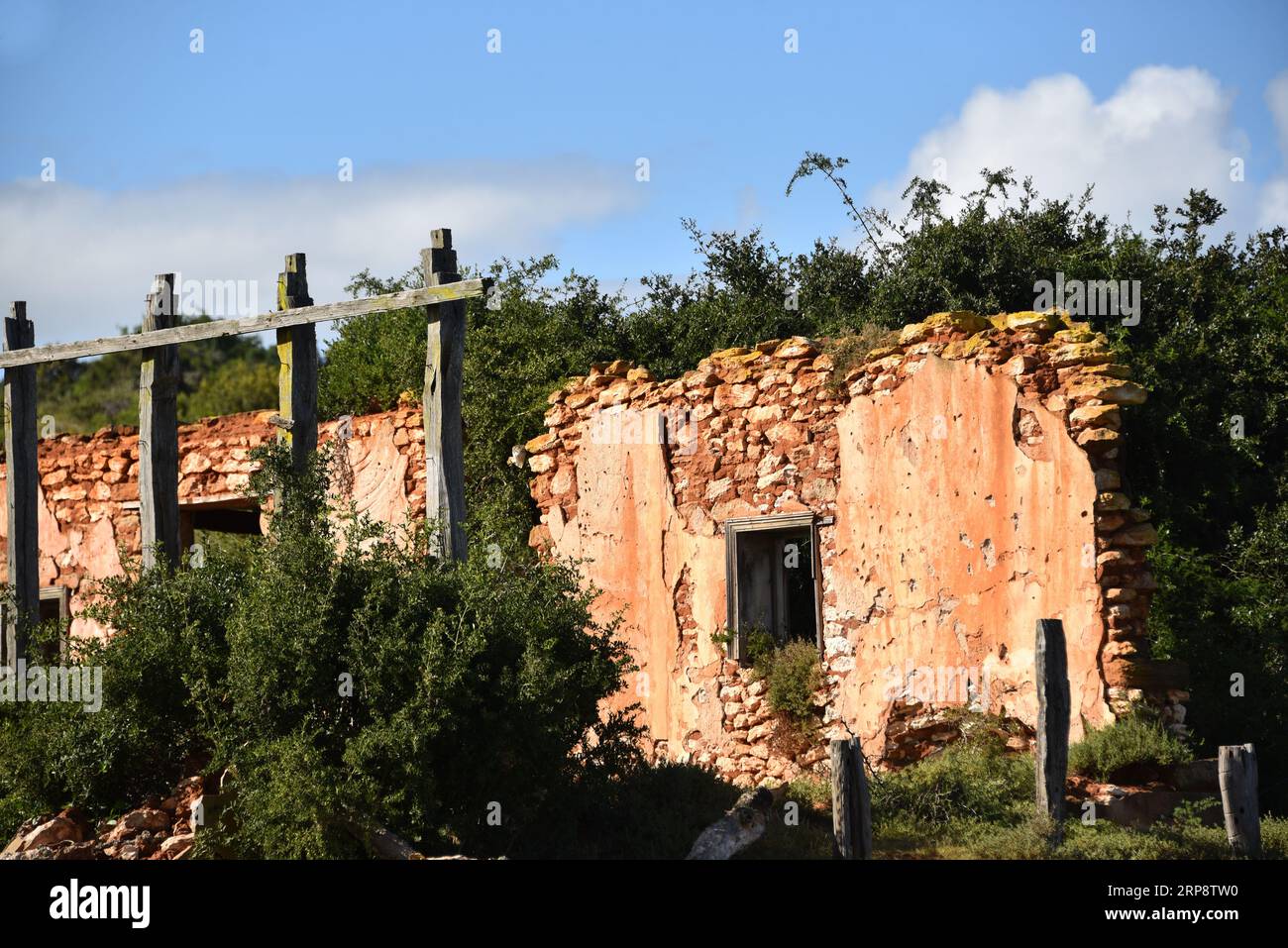 Large format close up of ruined brick walls from an ancient village in ...