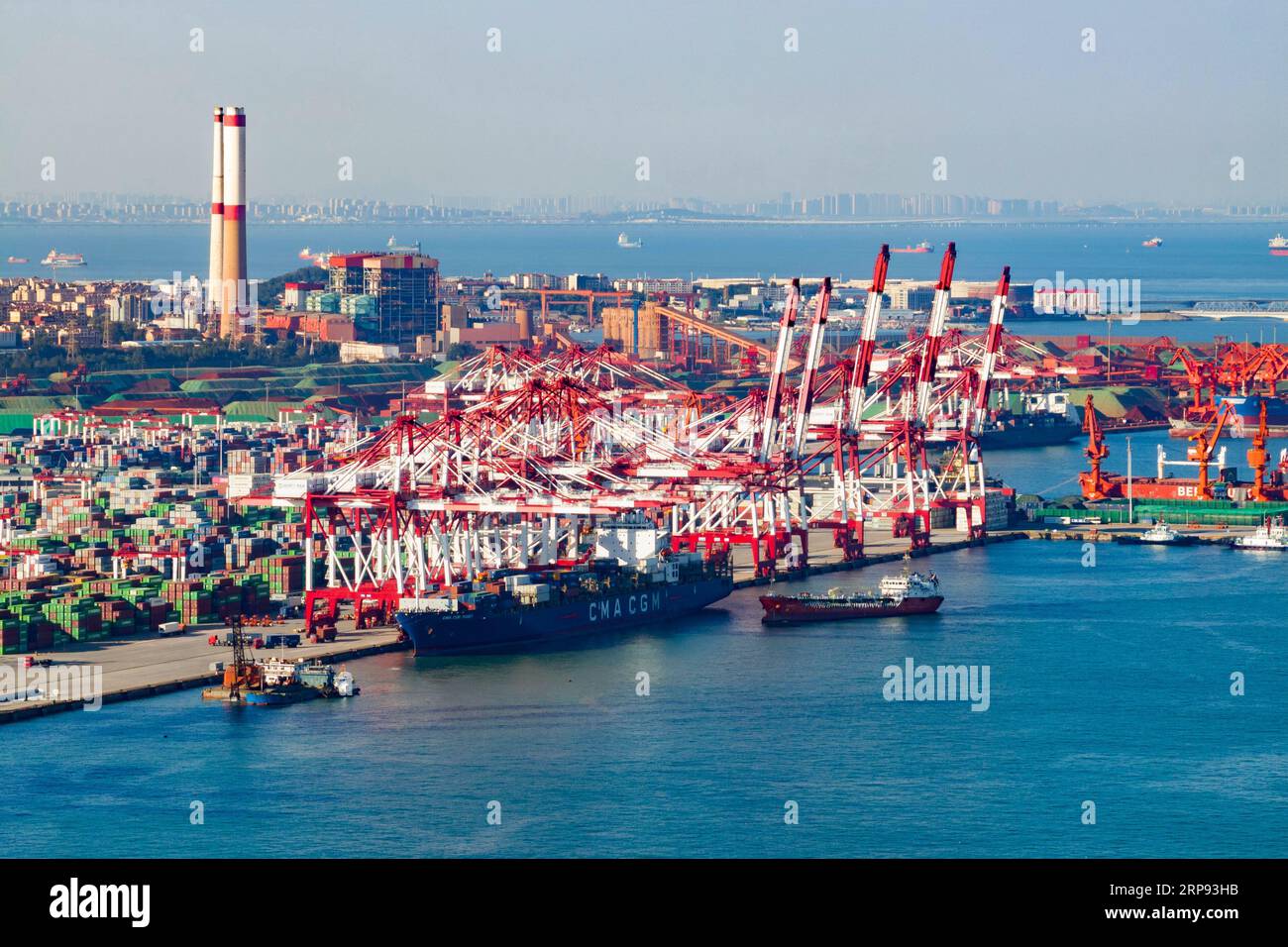 QINGDAO, CHINA - SEPTEMBER 3, 2023 - Container ships dock and depart ...