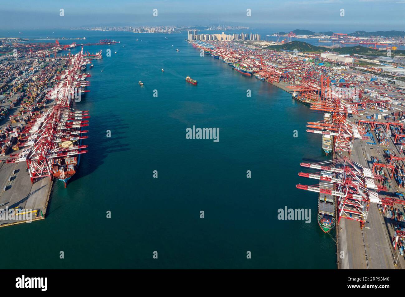 QINGDAO, CHINA - SEPTEMBER 3, 2023 - Container ships dock and depart ...