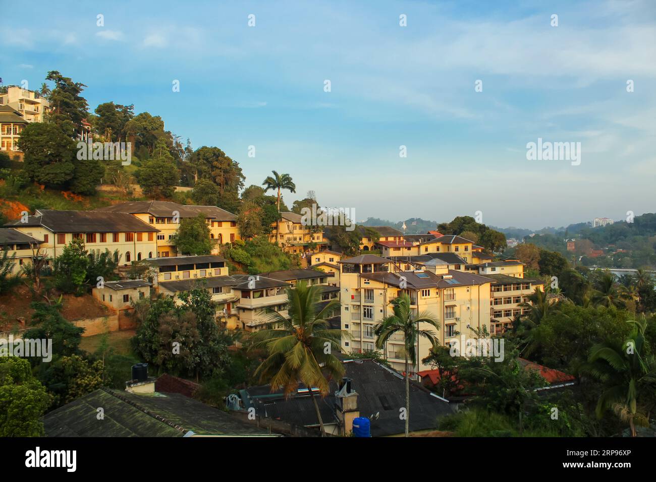 View on the houses on the hills in Kandy, Sri Lanka in the early ...