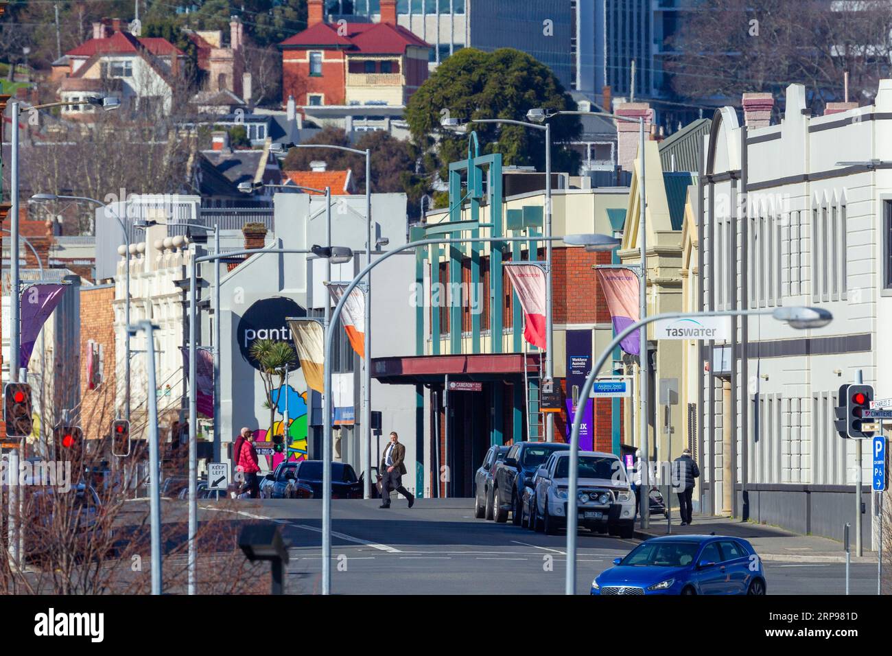 A streetscape of Charles Street in Central Launceston in Tasmania ...