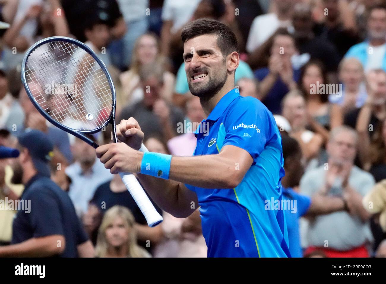Novak Djokovic, of Serbia, celebrates after defeating Borna Gojo, of ...