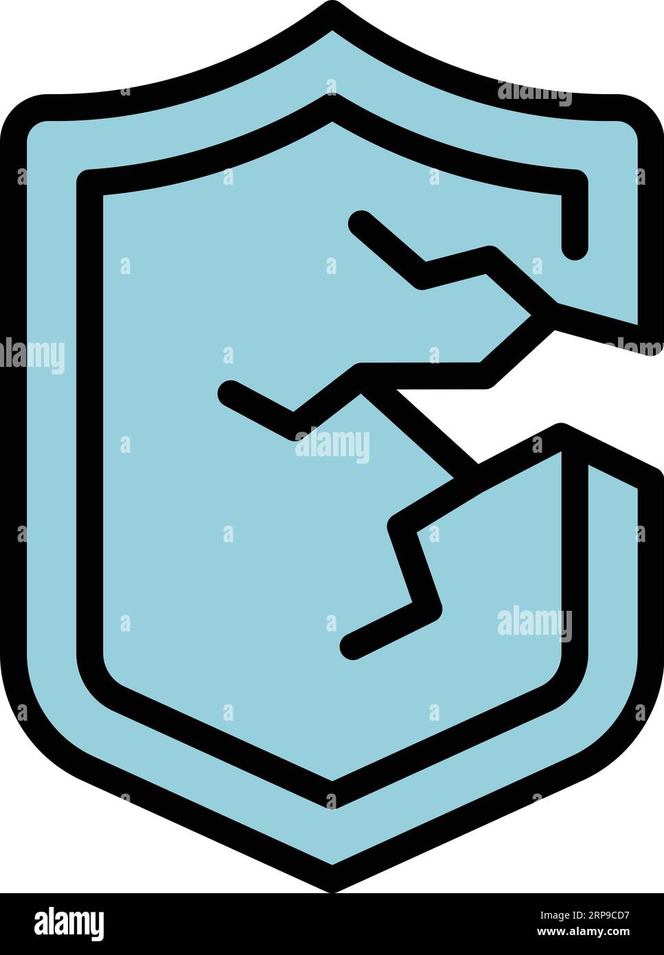 Defective shield icon outline vector. Product control. Broken ...
