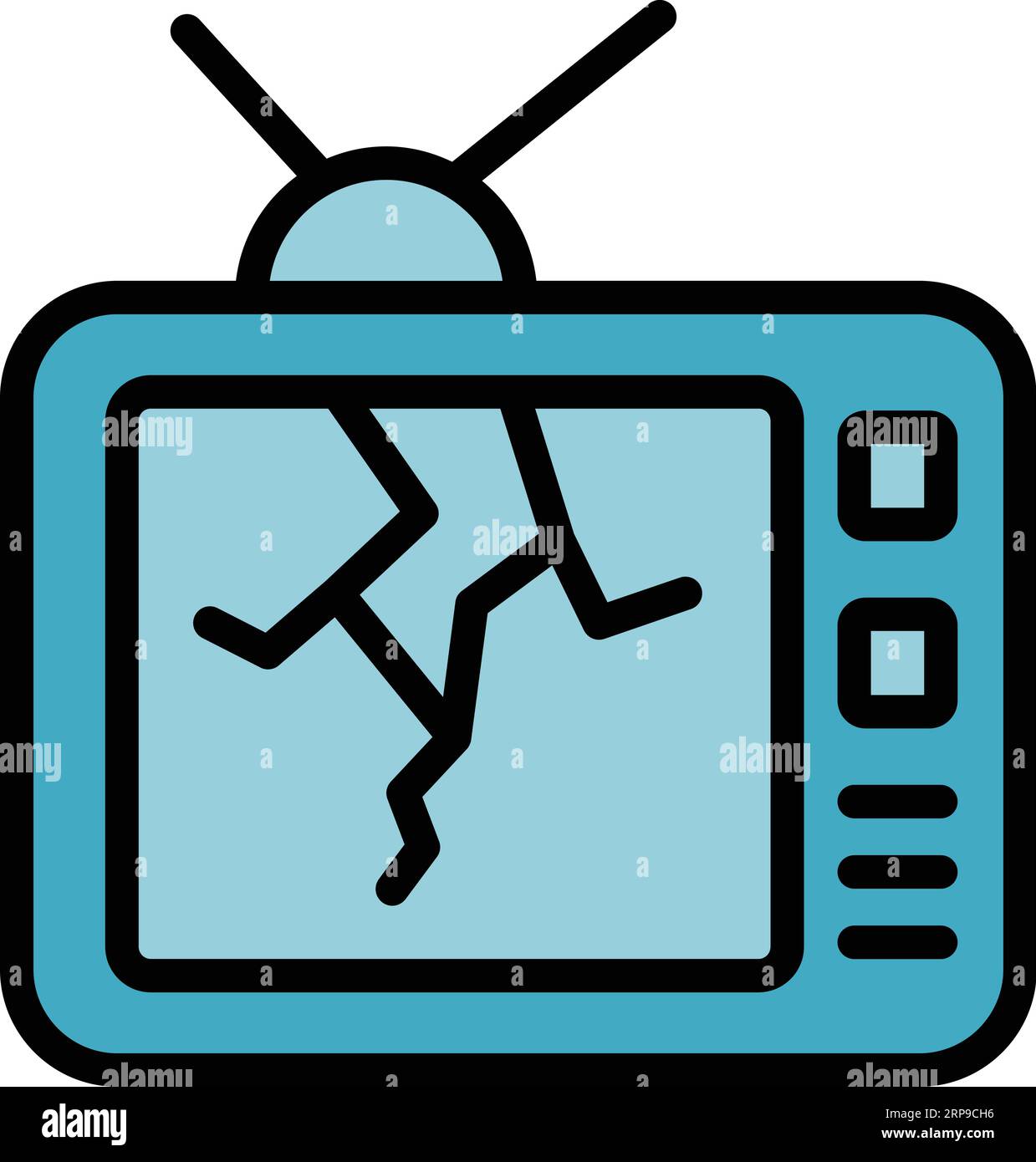 Broken tv icon outline vector. Product quality. Control safety color ...