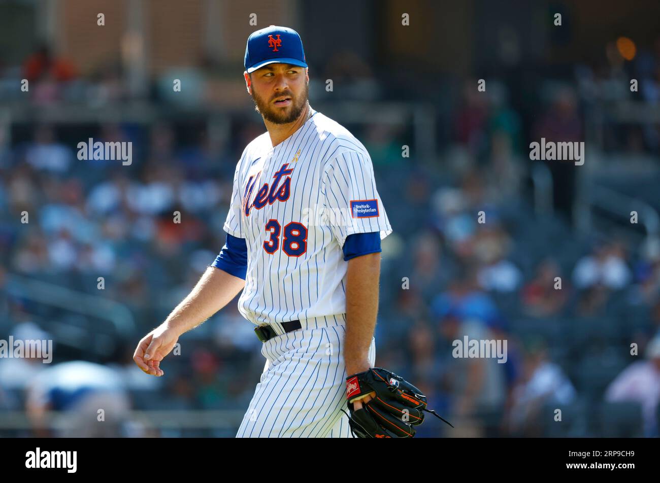 New York Mets' Tylor Megill leaves the game after pitching against the ...
