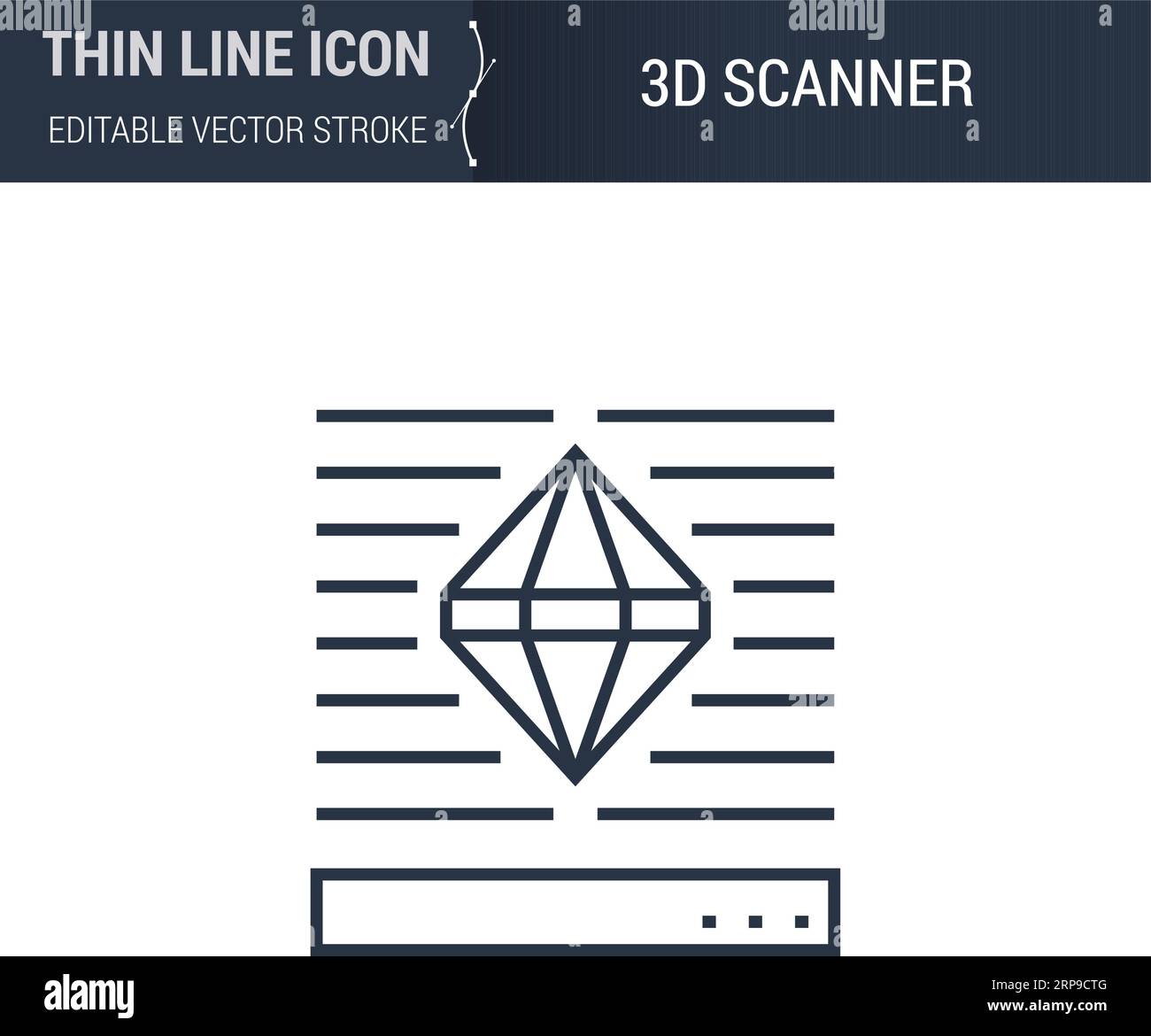 Symbol of 3d Scanner Thin Line Icon of 3D Printing and Modeling Set ...