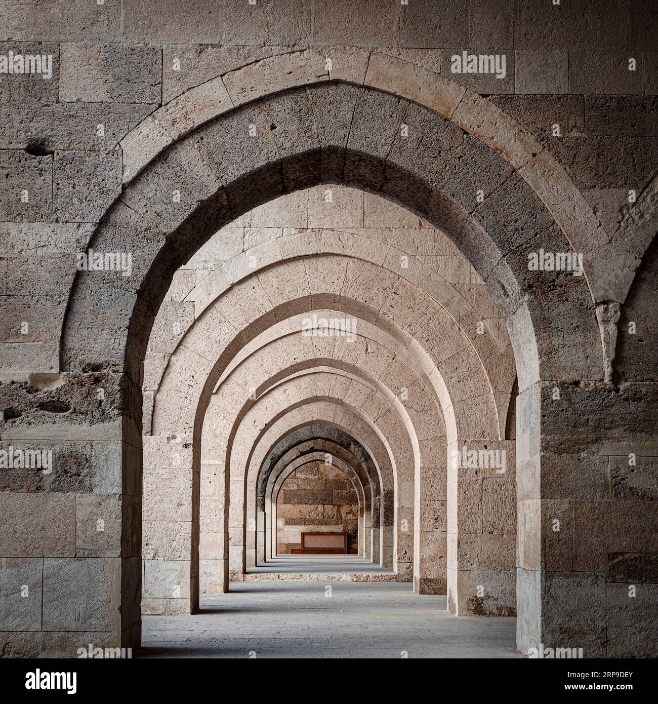 Sultan Han (Sultanhanı) Caravanserai. Archway in the courtyard. Aksaray ...