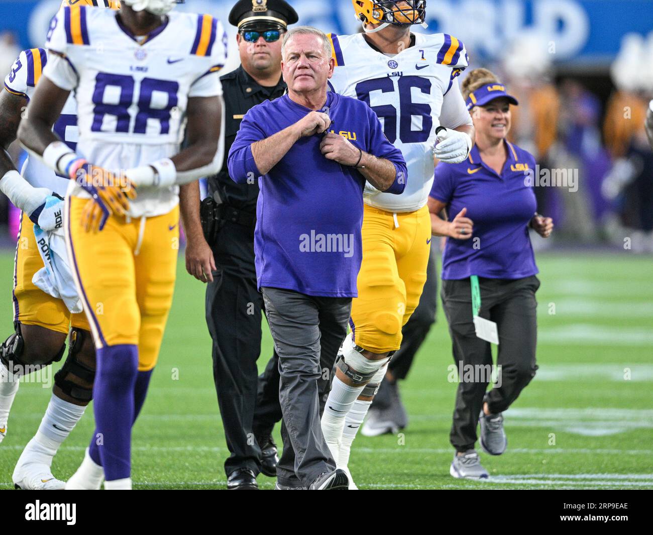 Orlando, FL, USA. 3rd Sep, 2023. LSU Tigers head coach Brian Kelly ...