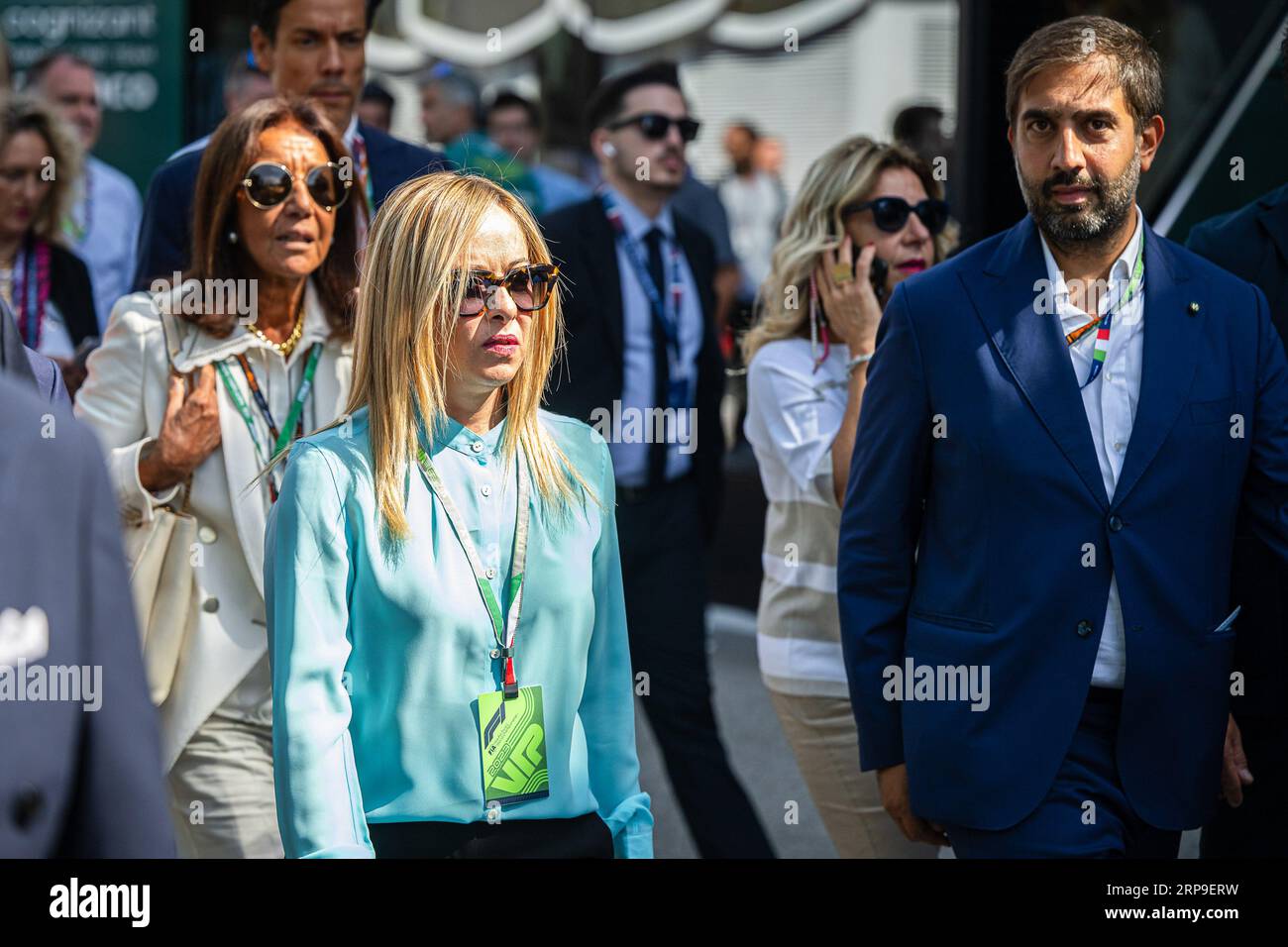Monza, Italy. 03rd Sep, 2023. Italian Prime Minister Giorgia Meloni is ...