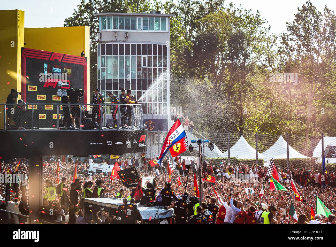 Monza, Italy. 03rd Sep, 2023. General view of the podium can be seen on ...