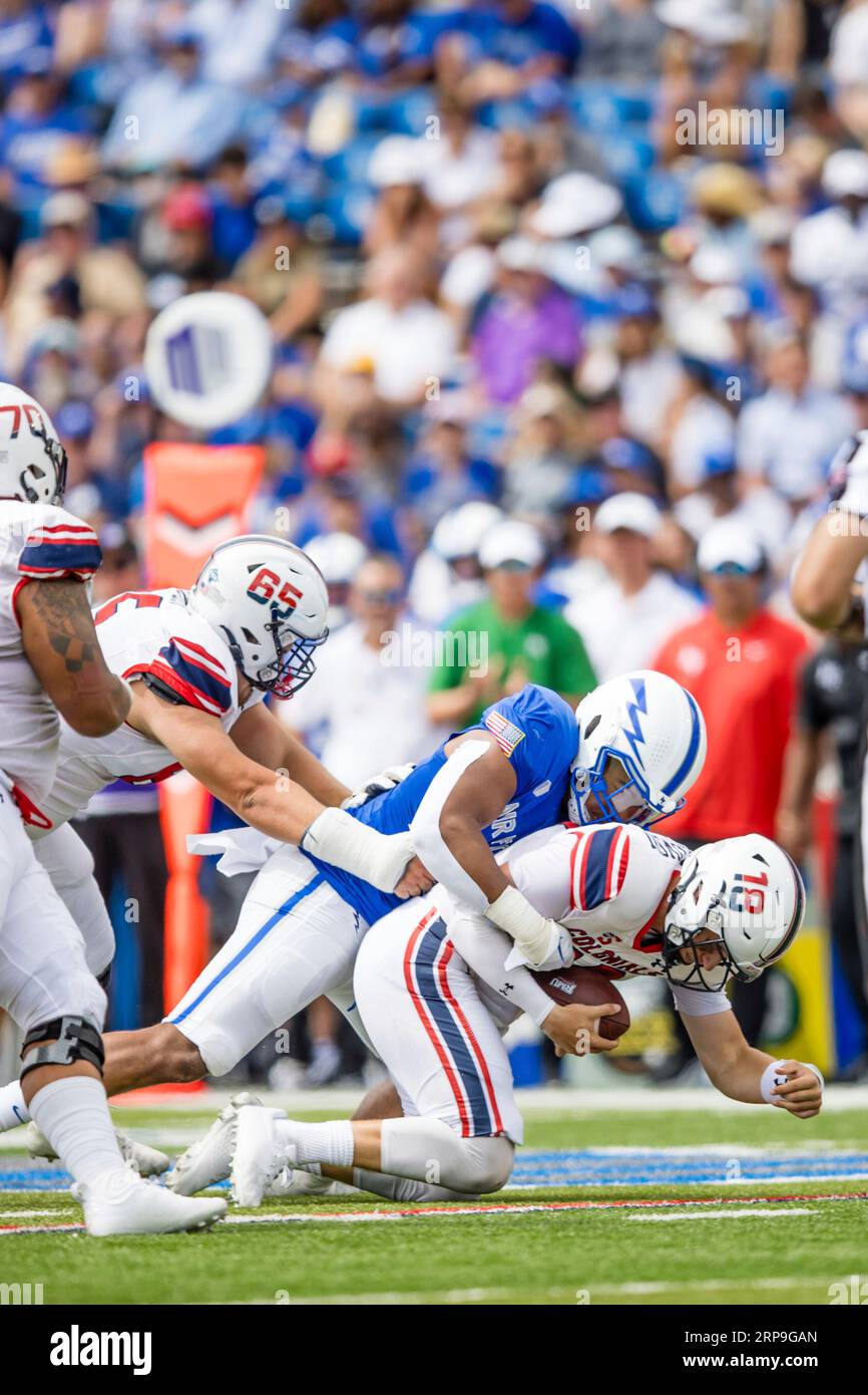 September 02, 2023: Air Force defensive end PJ Ramsey (13) sacks Robert ...