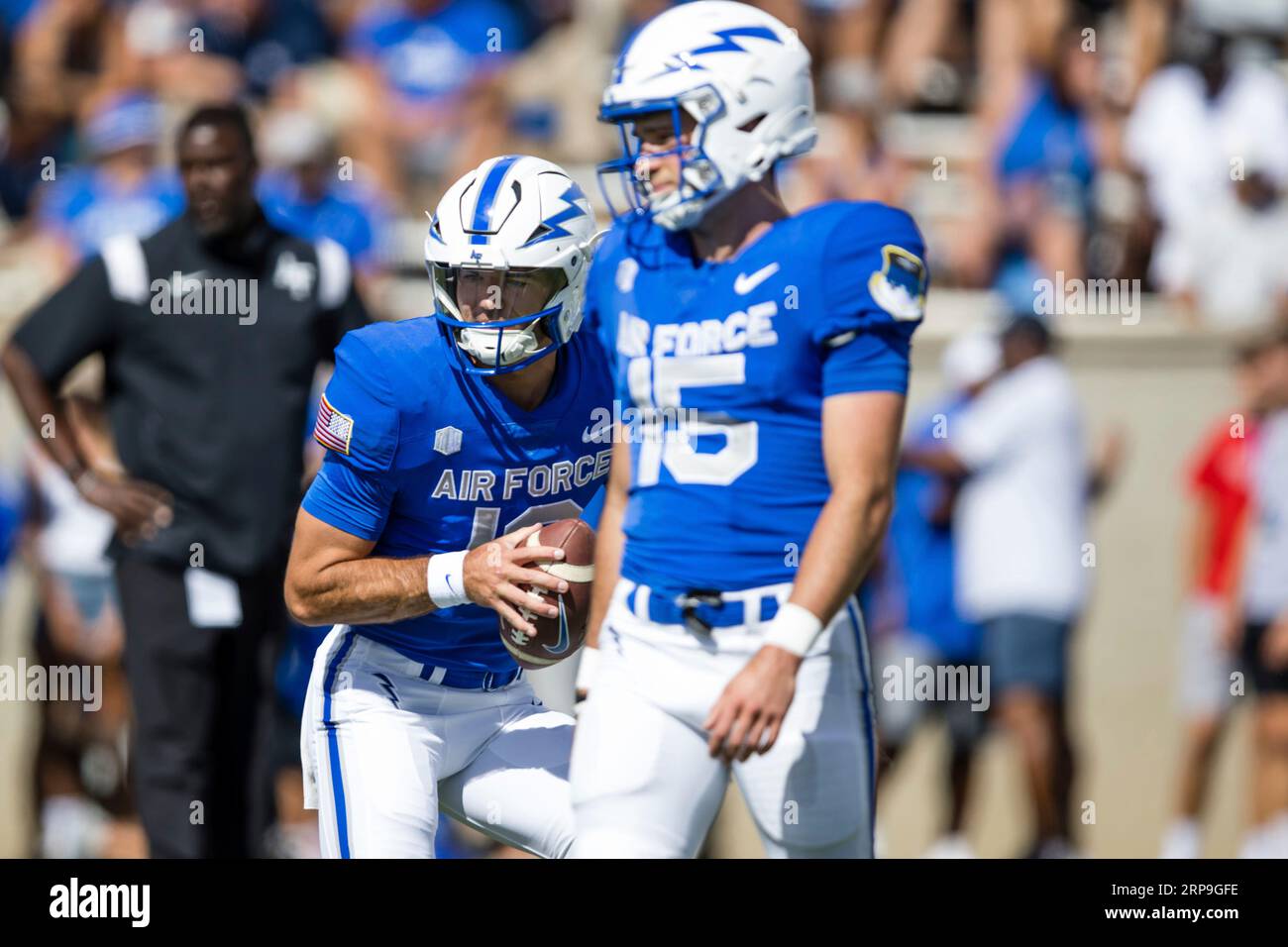 September 02, 2023: Air Force quarterback John Busha (12) practices ...