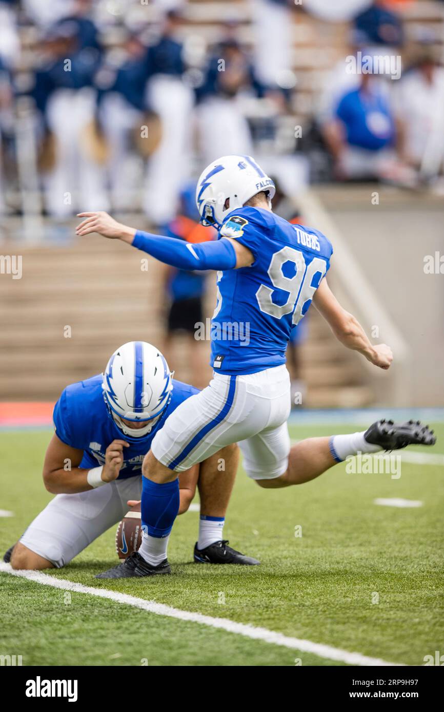 September 02, 2023: Air Force placekicker Reagan Tubbs (96) kicks the ...