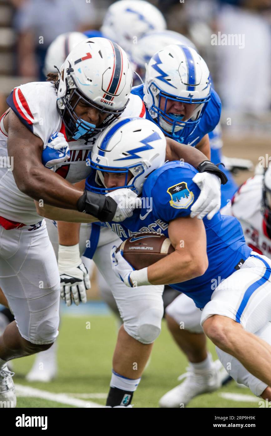 September 02, 2023: Robert Morris linebacker Jamar Shegog (1) tries to ...