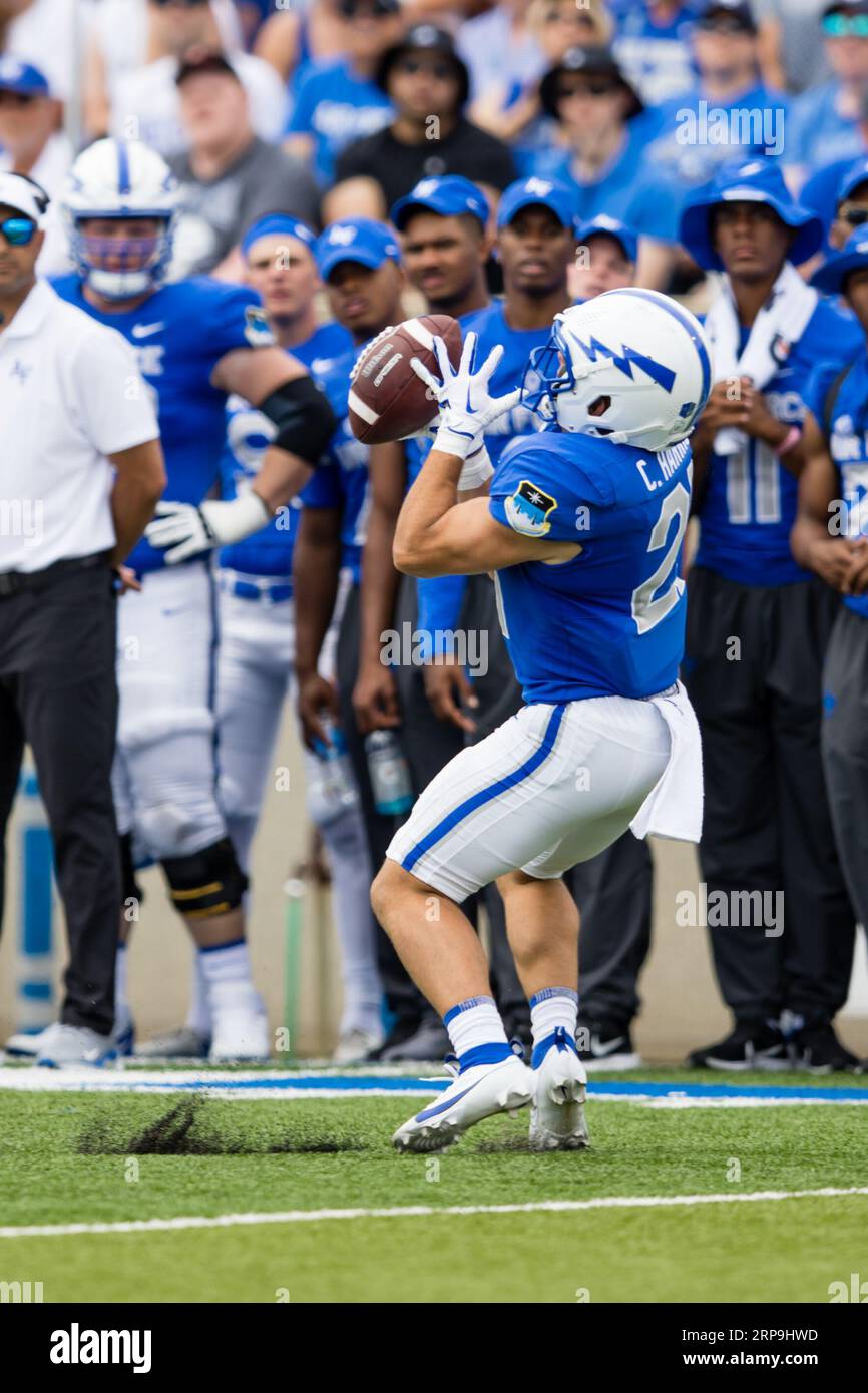 September 02, 2023: Air Force wide receiver Cade Harris (21) tries to field a kickoff during a ...