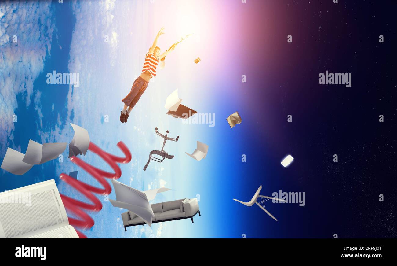 Kids jumping in the sky Stock Photo - Alamy