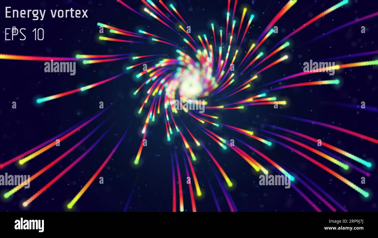 Luminous particles fly in a whirlpool or vortex in a tunnel ... Luminous particles fly in a whirlpool or vortex in a tunnel ...