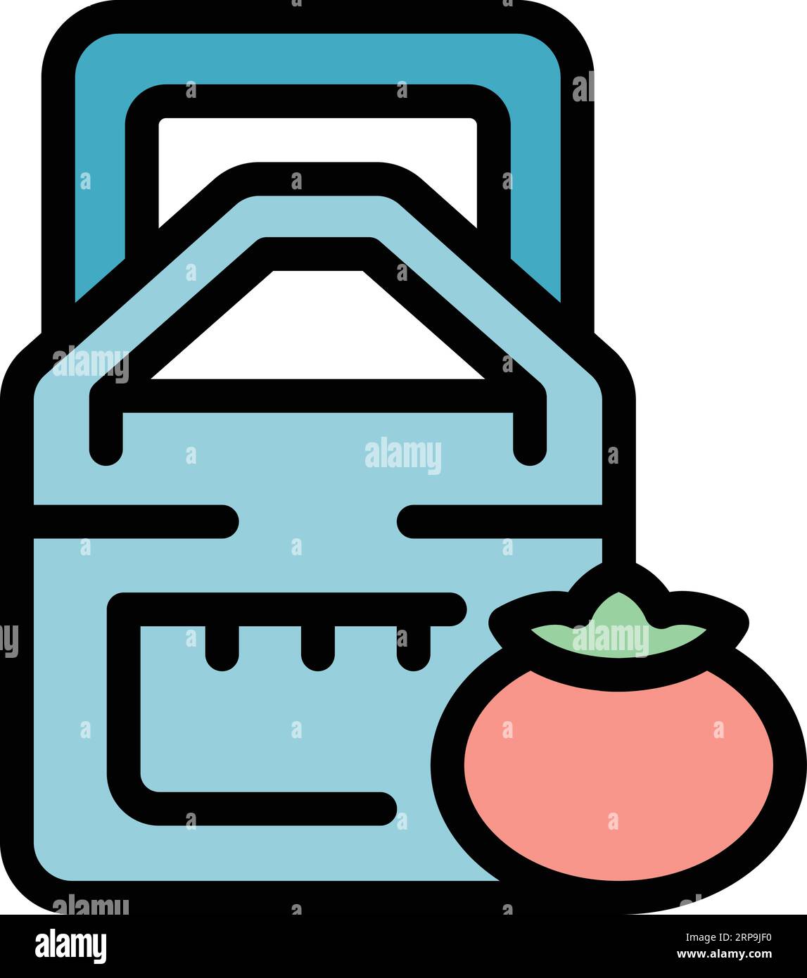 Break food icon outline vector. Lunch box. Meal school color flat Stock ...