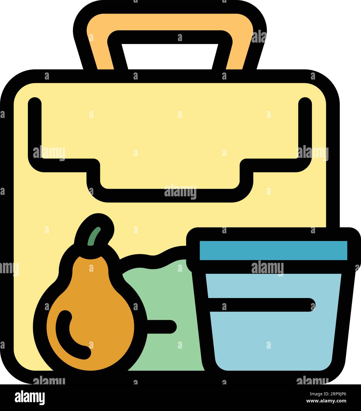 Pear lunch box icon outline vector. School meal. Container food color ...