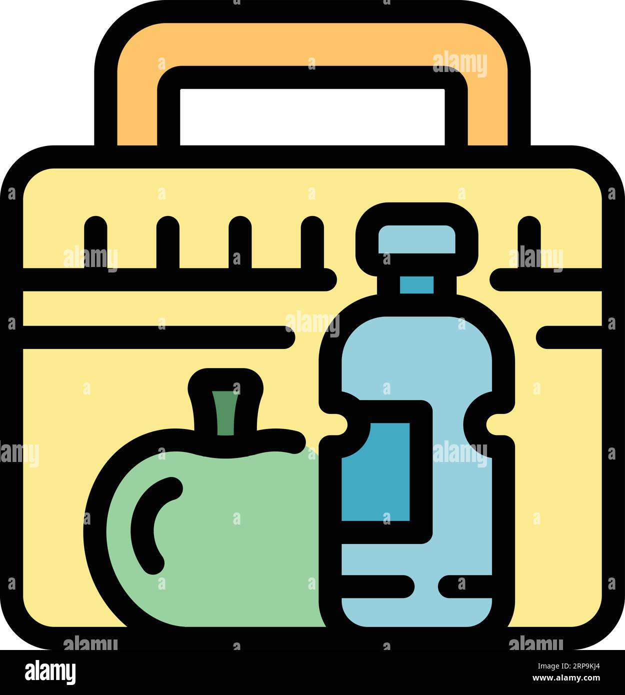 Full food box icon outline vector. School meal. Container snack color ...