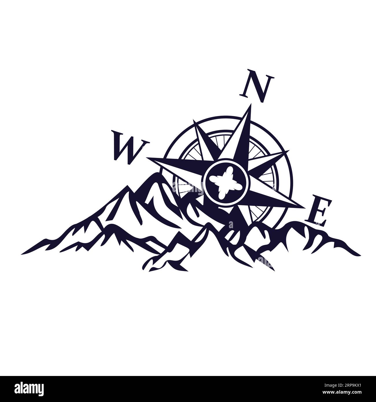 Mountains and compass silhouette Stock Vector Image & Art - Alamy