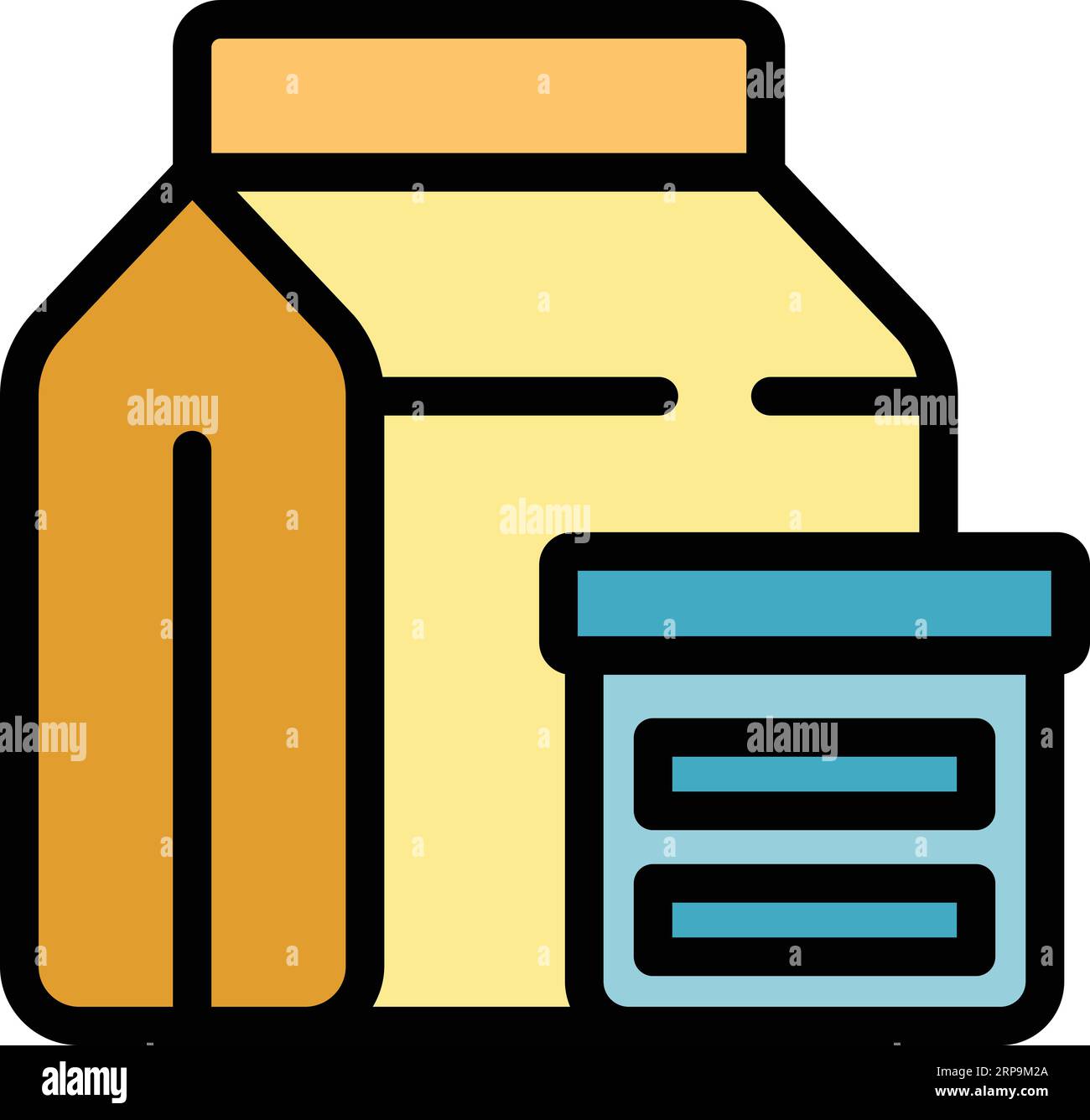 Meal bag icon outline vector. Lunch box. School food color flat Stock ...