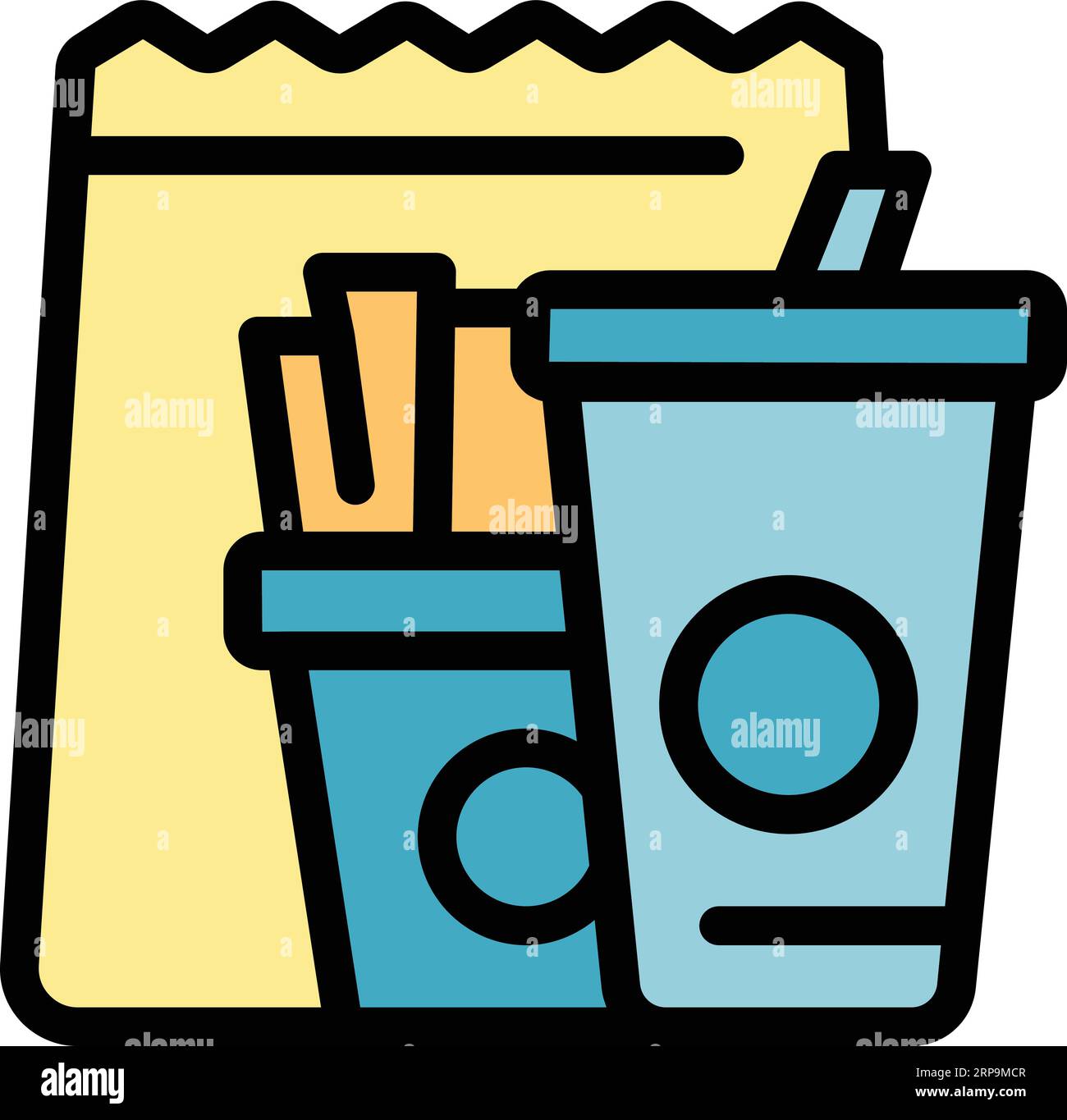 Lunch bag icon outline vector. School box. Meal container color flat ...