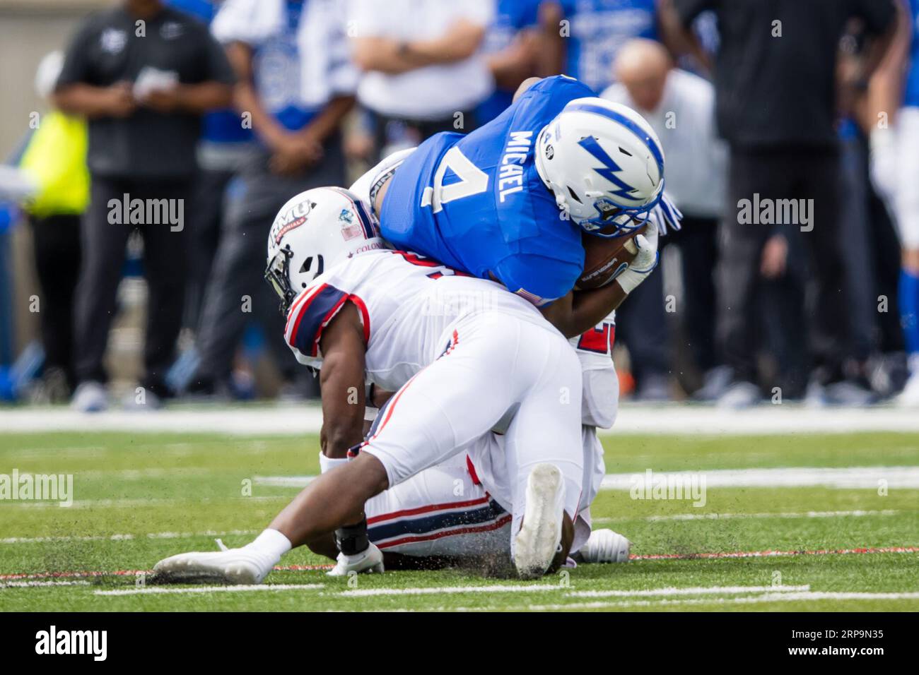 September 02, 2023: Air Force fullback Emmanuel Michel (4) runs against ...
