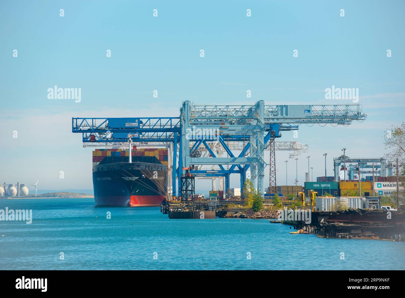 MSC container ship MSC Alessia docked at Massport in Boston Seaport ...