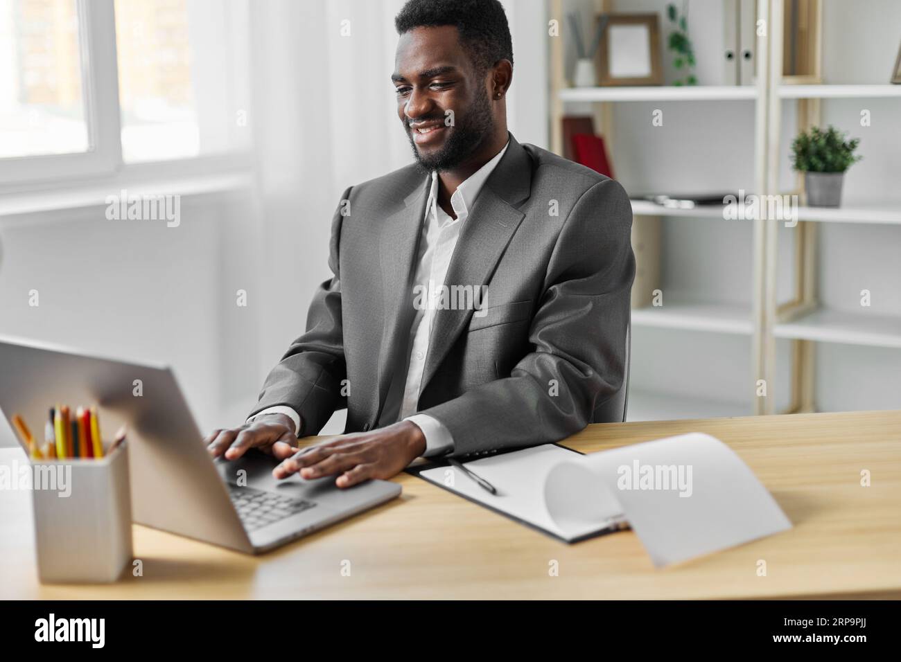 american man computer laptop freelancer programmer online african ...